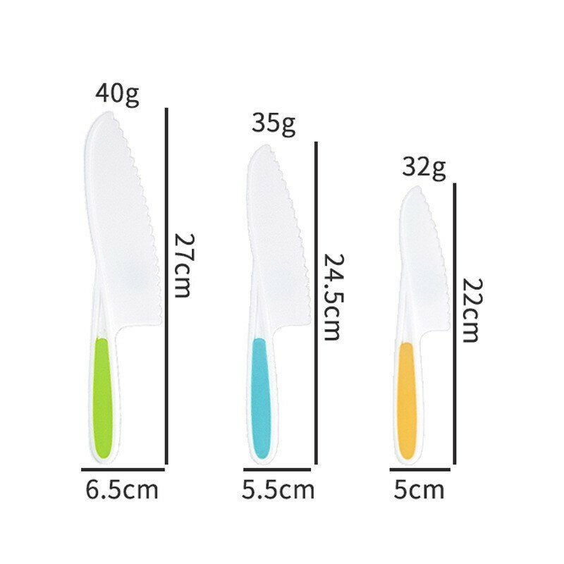 Детский пластиковый набор ножей для фруктов для детского сада и раннего развития, безопасный для рук, подходит для нарезки овощей и тортов, набор игрушечных ножей.