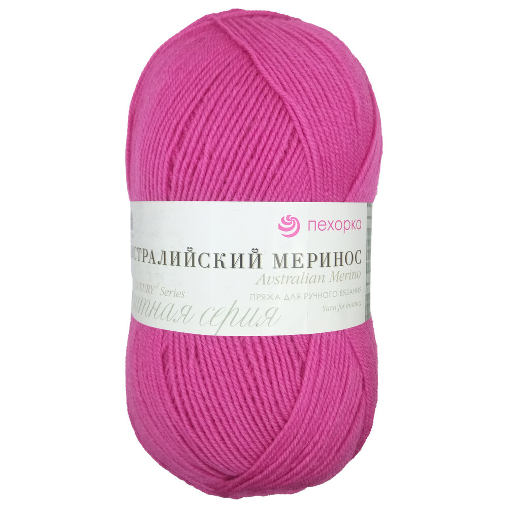 Пряжа для вязания Пехорка - Австралийский меринос 470 яркий амарант 1 моток 100 гр/400 м 95% мериносовая шерсть, 5% акрил