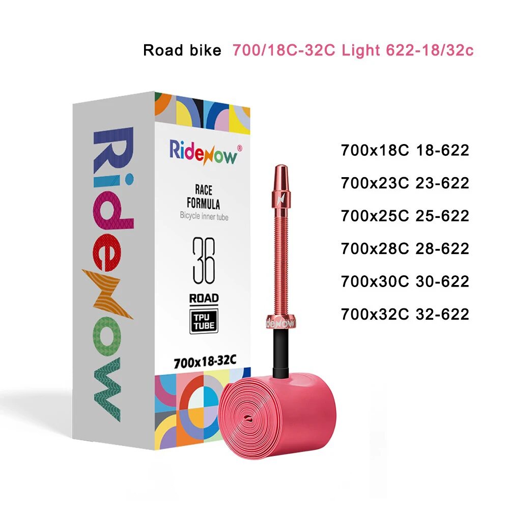 Ridenow ТПУ камера для велосипеда 700x18-32c 36g Metal Valve 1pc, 85mm with Patch Kit