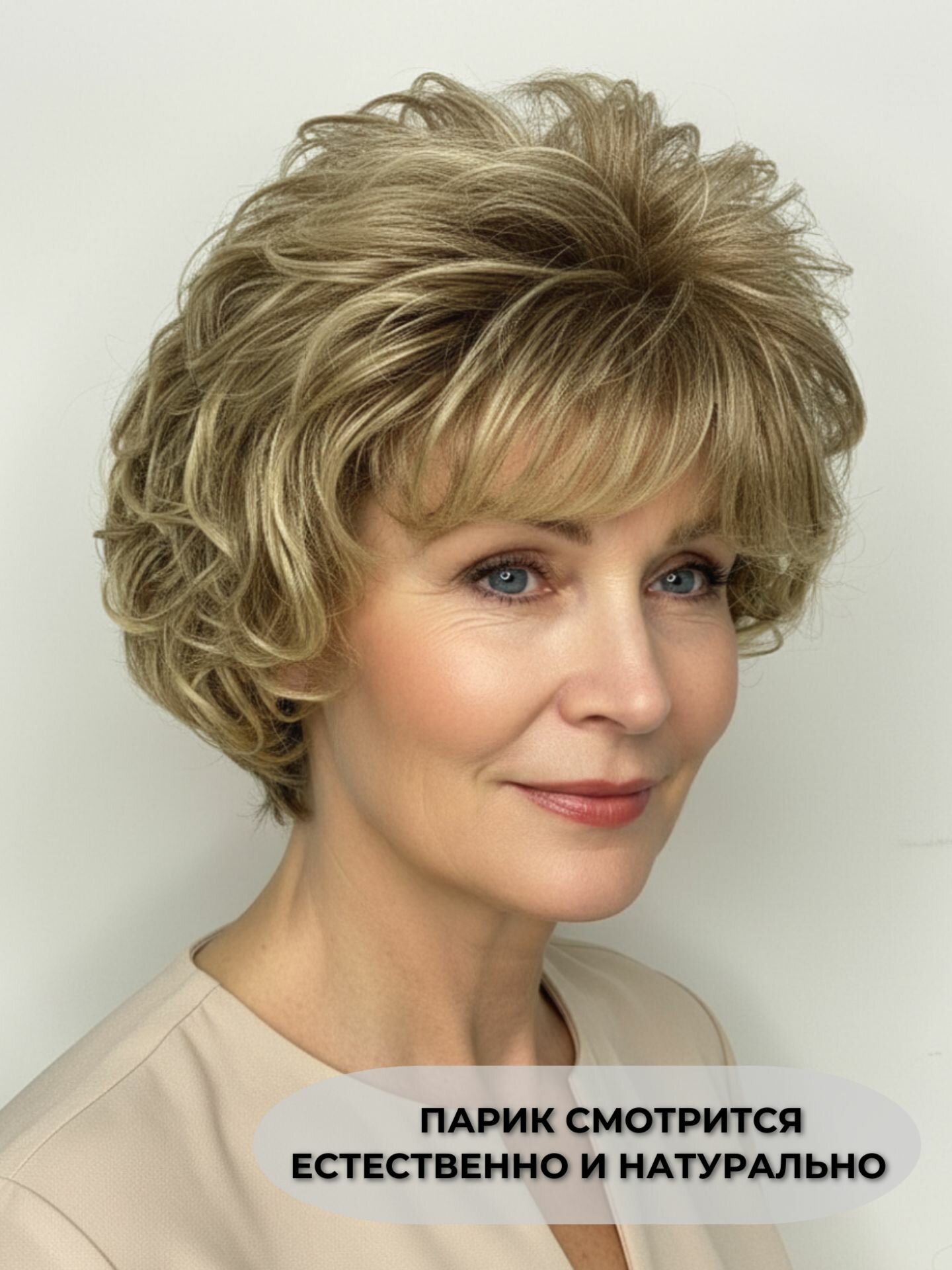 VIP-PARIK Парик женский стрижка с челкой кудрявый