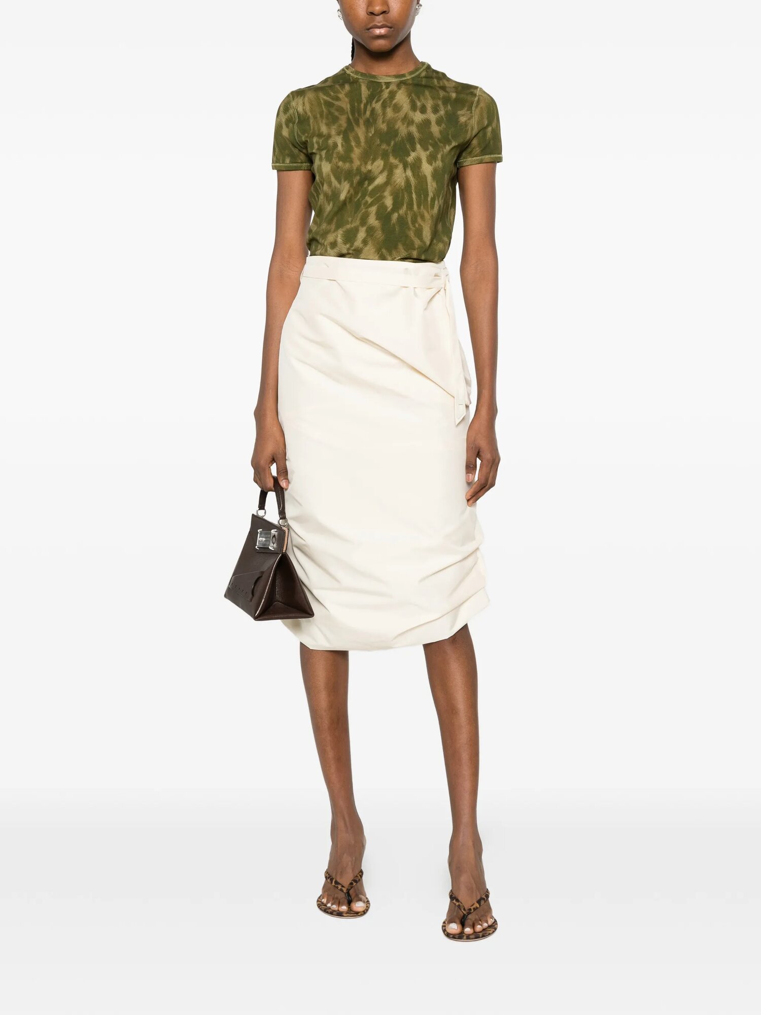 Юбка DIESEL Gathered full skirt, размер 32, бежевый/белый — фото 1