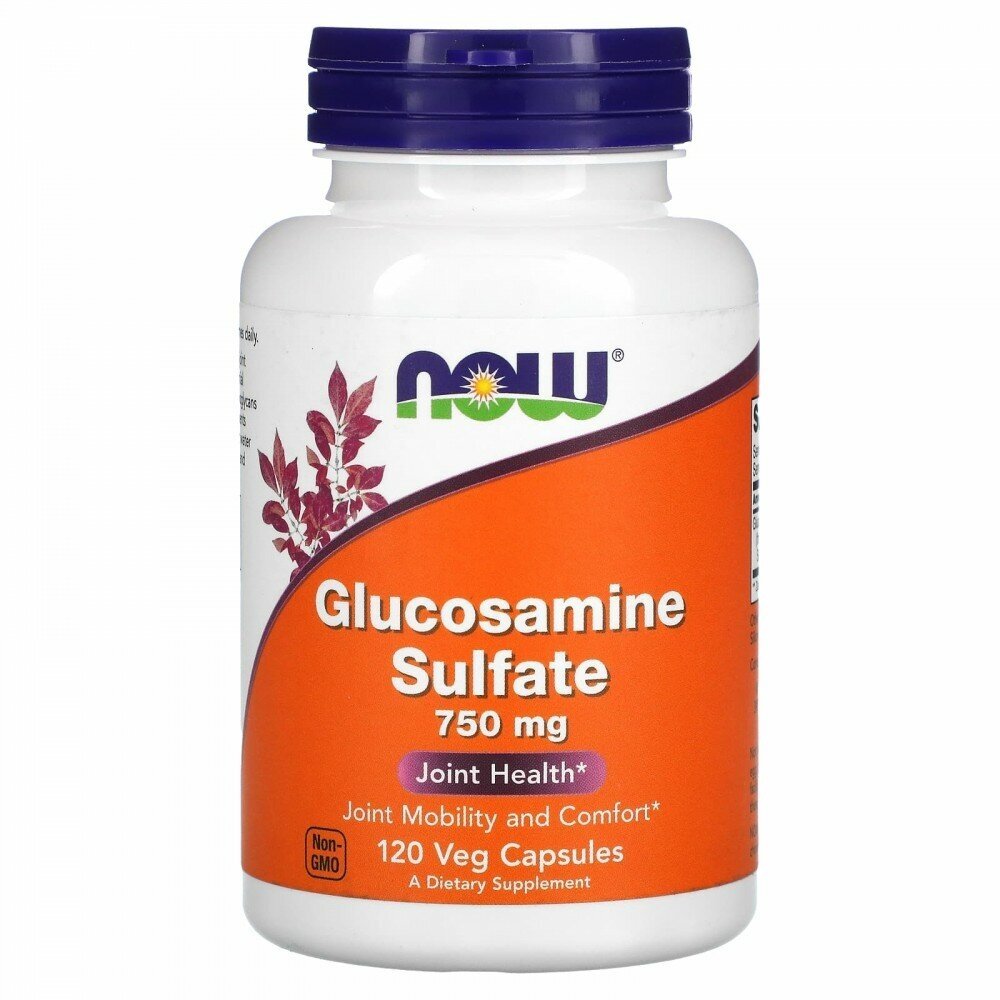 NOW GLUCOSAMINE SULFATE 750 мг, глюкозамин сульфат 120 вега капсулы