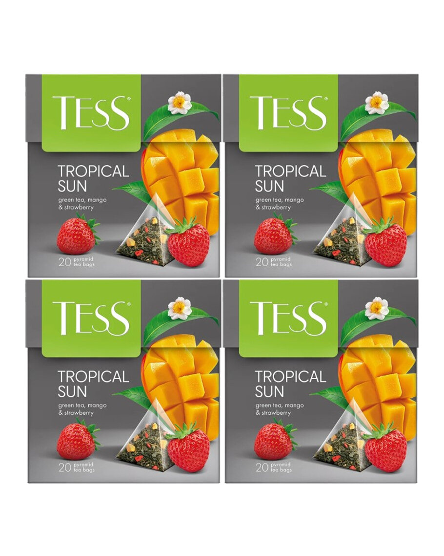 Чай зеленый Tess Tropical Sun 20 пирамидок, 36г х 4шт