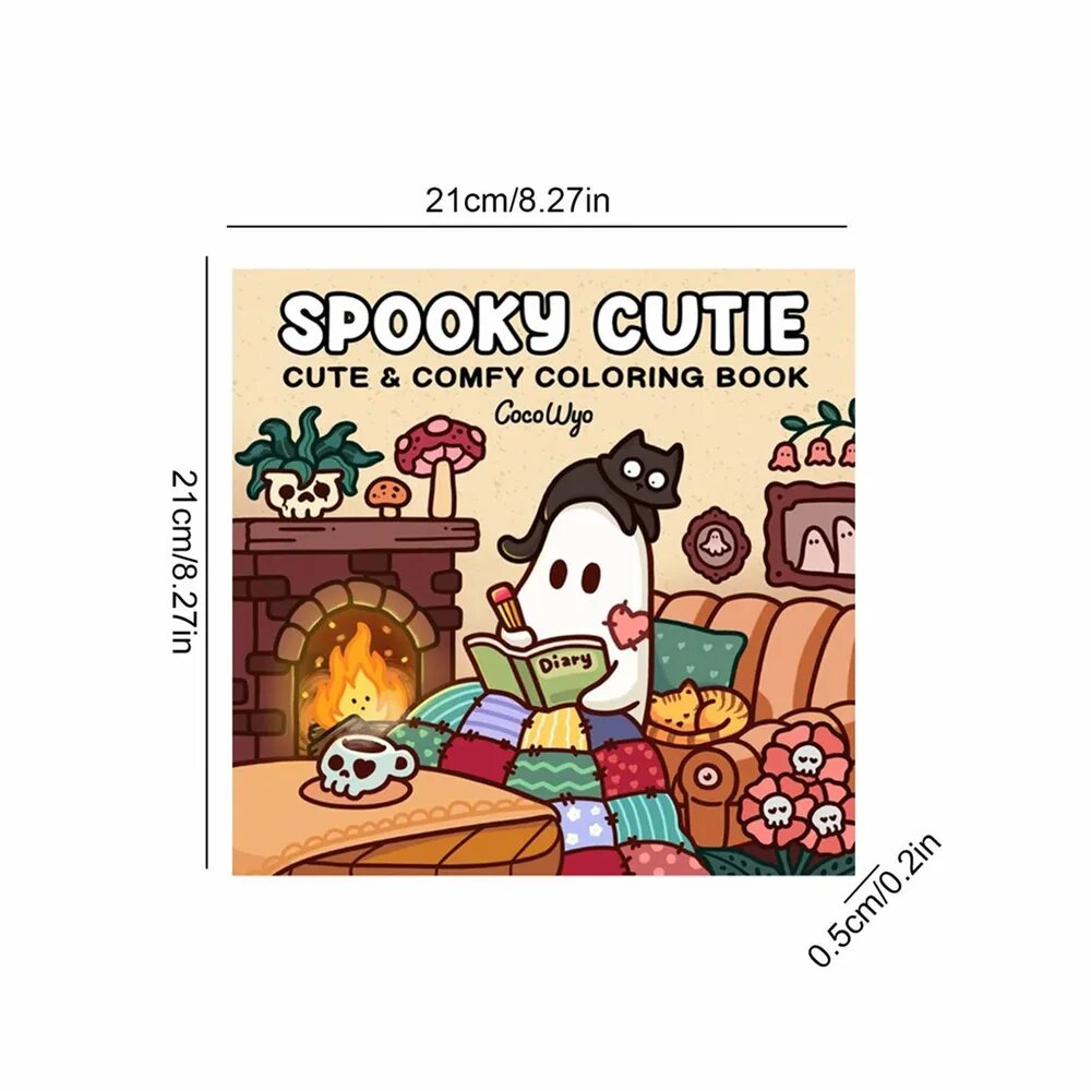 Раскраска Spooky Cutie: Милая и Уютная Раскраска для Детей, Книжка-Раскраска с Героями Мультфильмов, Белый/Коричневый Цвет, Бумага, 1 Шт. — фото 1