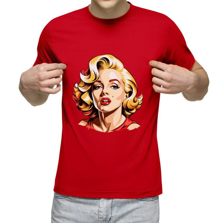 Мужская футболка «Мэрилин Монро» (красный, 2XL)