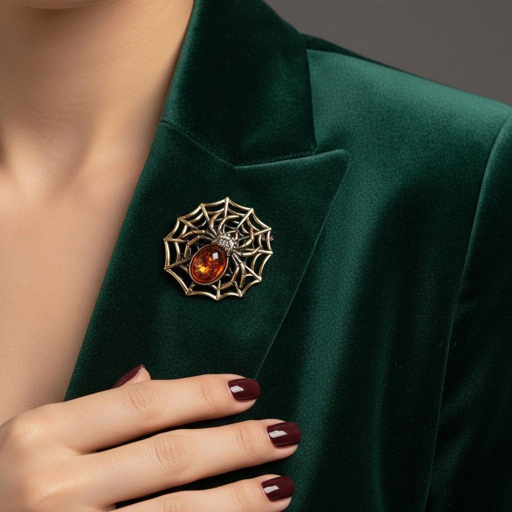 Брошь, янтарь