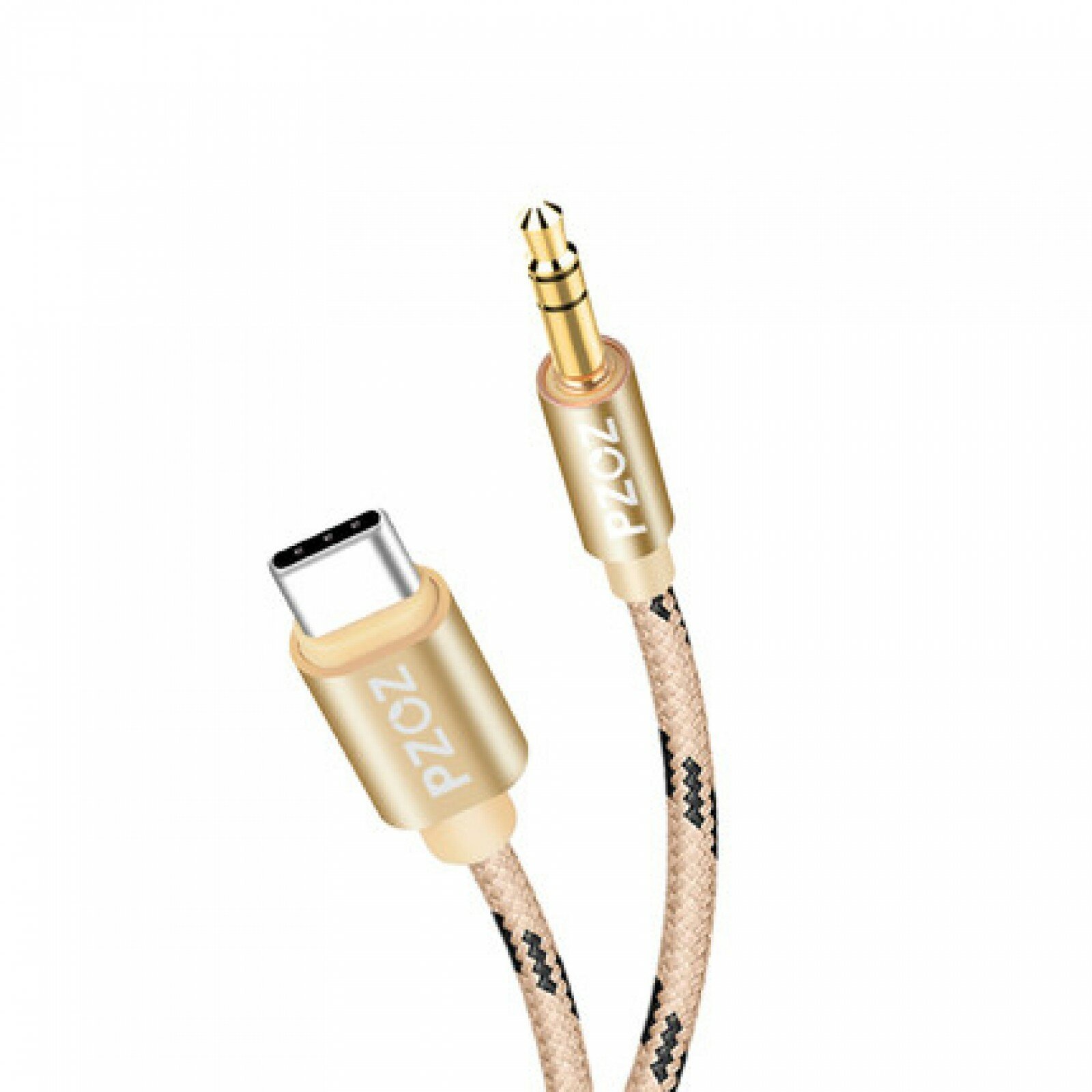 Автомобильный аудио-кабель MyPads AUX jack 3.5 мм - TYPE-C золотой 1 м