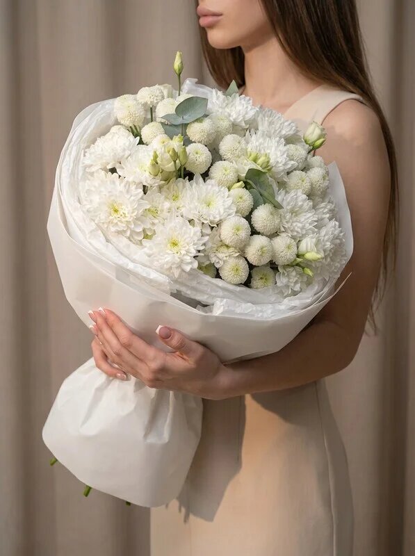 Букет из хризантем «Луна» — Букет цветов «Луна» из микса хризантем