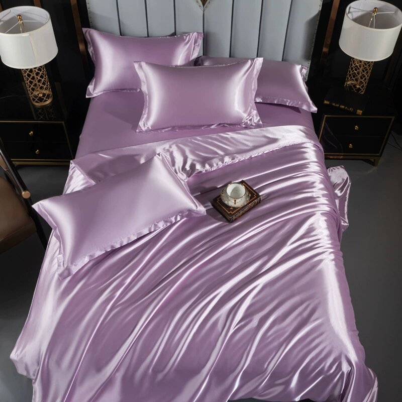Элегантный фиолетовый-2.2【Комплект из четырех предметов】Комплект постельного белья, Двуспальный, наволочки Удобный и мягкий