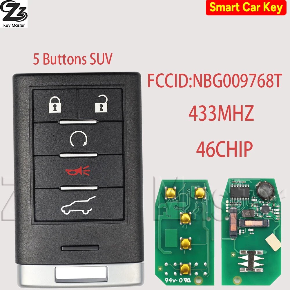 Брелок для ключа Smart Car Key Cadillac ATS SRX CTS XTS DTS 433MHZ 46CHIP 5BT