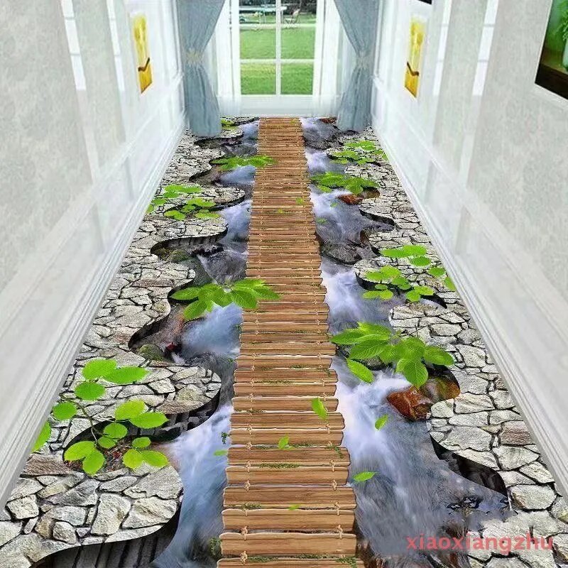 Ковер 160x240 см, Квадратный ковер с 3D рисунком моста через реку, для гостиной, спальни, кабинета, кухни