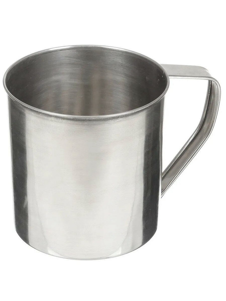 Кружка походная из нержавеющей стали 0.7 л, туристическая металлическая чашка для кемпинга и рыбалки, серебристая