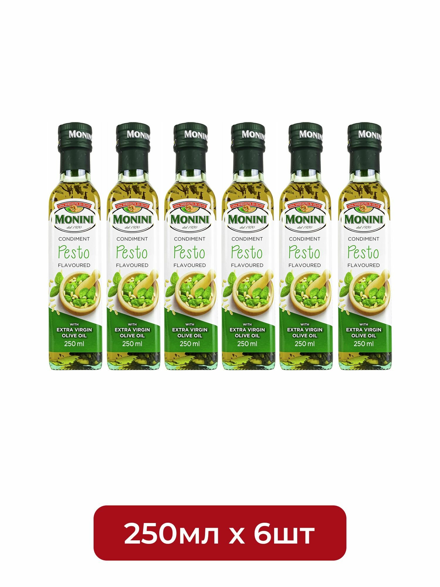 Масло оливковое Monini с песто Extra Virgin нерафинированное, 250мл х 6шт.