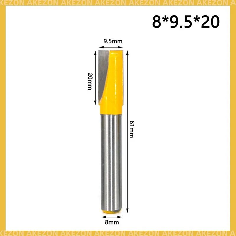 Фреза по дереву пазовая прямая лезвием Очень длинный стиль, хвостовик 8 мм DxH - 9.5х20 мм,1 шт