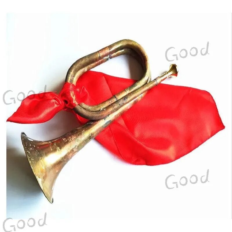 Горн медный, музыкальный инструмент, белый и золотой цвет, 100*100*100 мм, 300 г