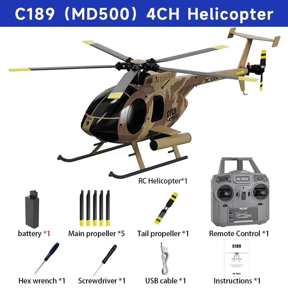 Вертолет на радиоуправлении Вертолет MD500 C189 Удержание высоты с помощью 6-канального 6-осевого гироскопа 2.4G