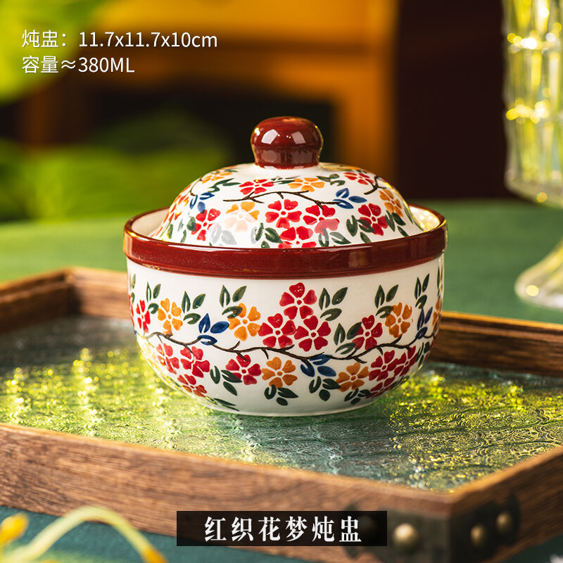 Ретро-керамическая кастрюля с крышкой для домашнего использования, новая модель пароварки, глиняный горшок, большая кастрюля для супа и тушения, суповая кастрюля, кастрюля для тушения.