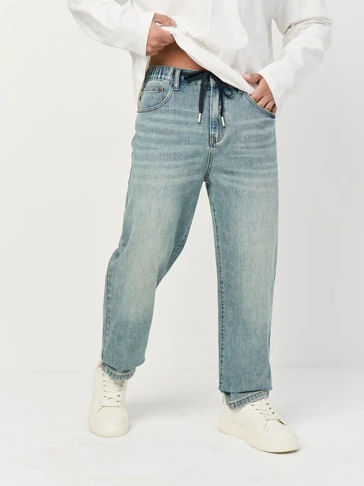 Джинсы бананы мужские на резинке 