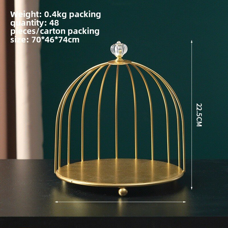 Стеллаж для хранения туалетных принадлежностей из кованого железа в виде клетки для птиц Стеллаж для косметики в ванной комнате полка для уходовых средств Стол полка для парфюма Стеллаж для оформления (Полка в виде клетки для птиц Одноярусная Золотая)