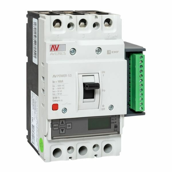 Выключатель автоматический 3п 160А 50кА AV POWER-1/3 ETU6.2 AVERES EKF mccb-13-160-6.2-av