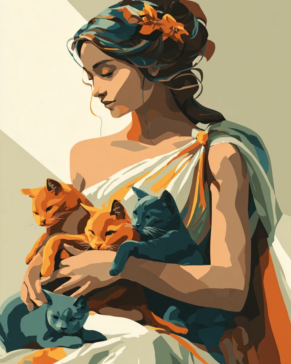 Картина по номерам 40*50 богиня с кошками