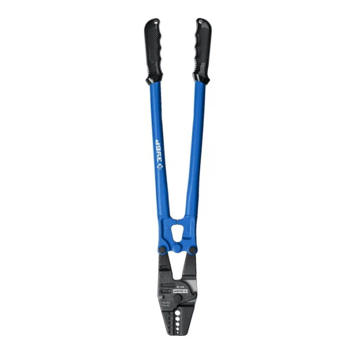 Клещи обжимные ЗУБР КОТ-60 23348-60 черно-синие, для работы с тросовыми зажимами, со встроенным тросорезом, 1,5–5,0 мм