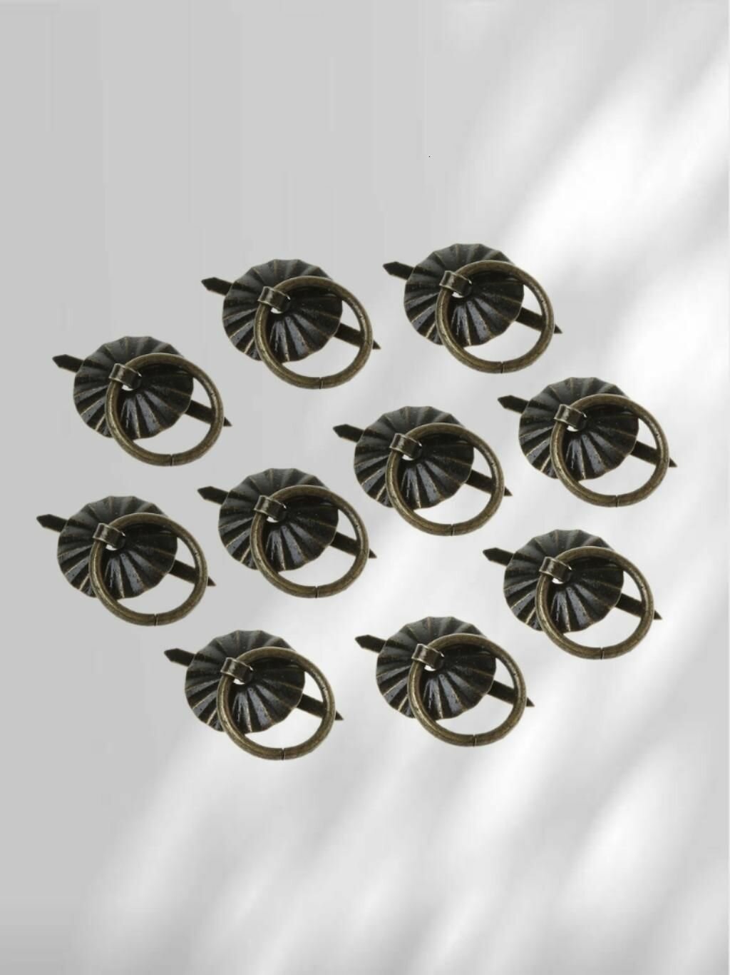 Зелёные бронзовые кольцевые ручки для мебели, Бронза - L