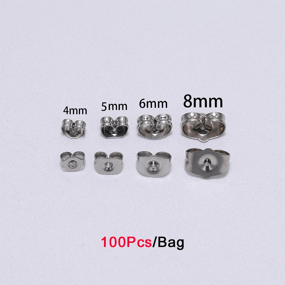 Основы для сережек YouYoungDifferent, металлические, 3-12 мм, 100 шт Серый, 8mm, Steel Ear Back
