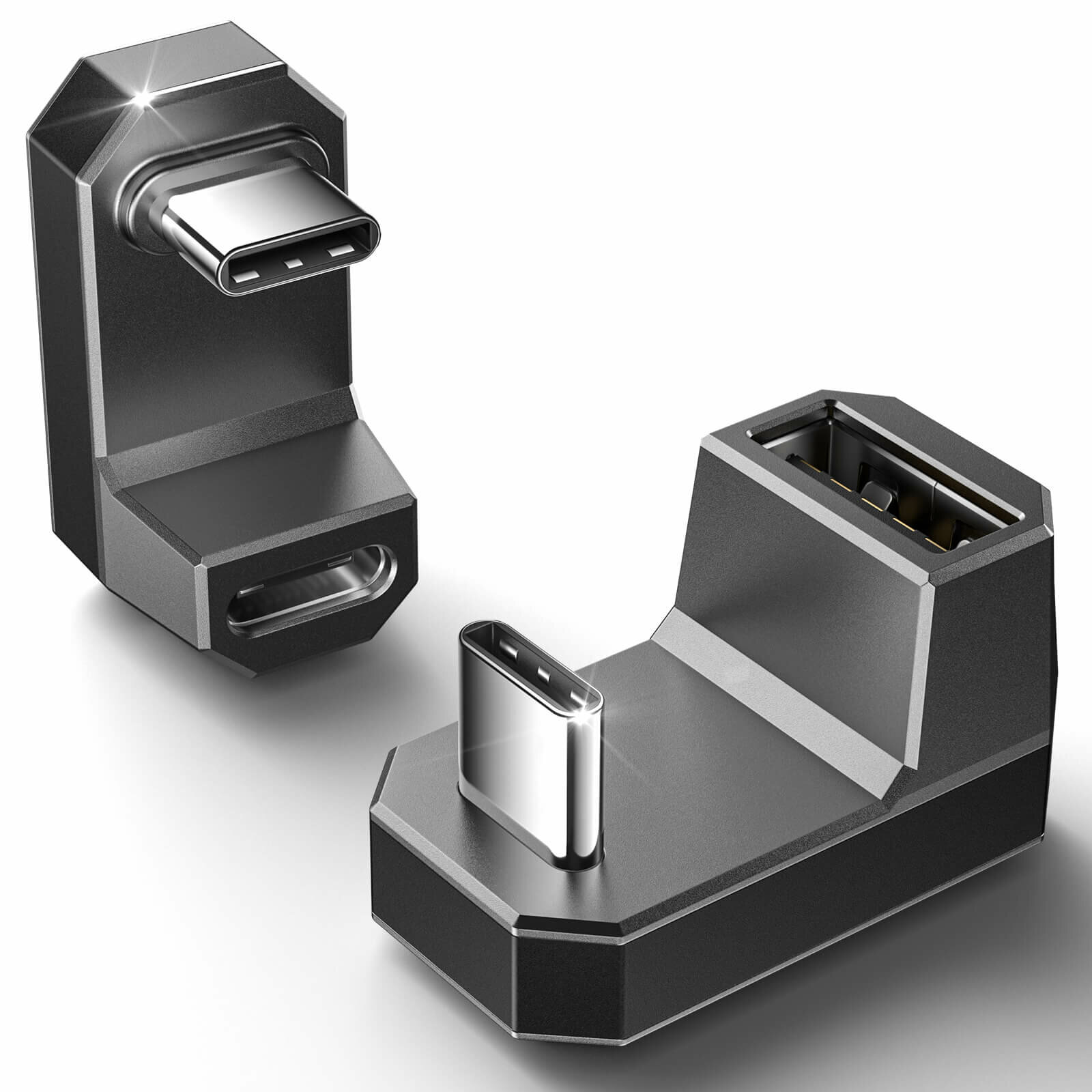 Type-C переходники JSAUX для Steam Deck LCD/OLED, ASUS ROG Ally, Lenovo Legion Go, MSI Claw, Switch, адаптеры Type-C (Male) - USB-C/A (Female) под углом 180 градусов, PD 60W - DD0009