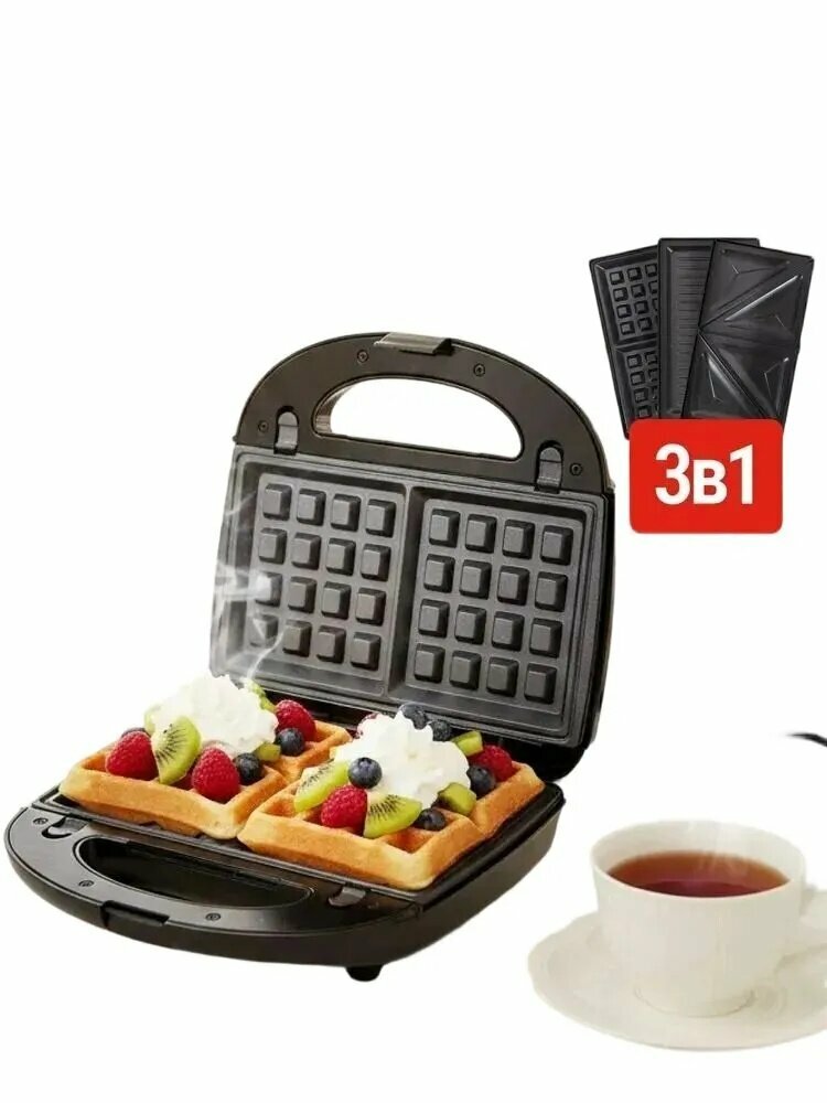 Вафельница mzm-20260301160918714 2000 Вт, черный, зеленый