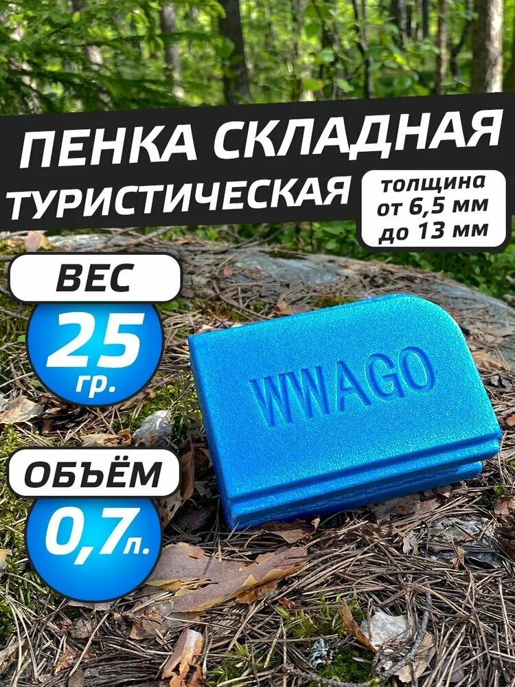 Сидушка туристическая, пенка складная туристическая, синий
