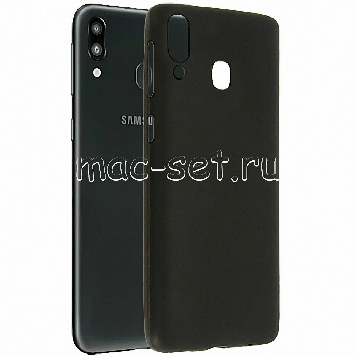 Чехол накладка для Samsung Galaxy M20 M205 силиконовый черный матовый
