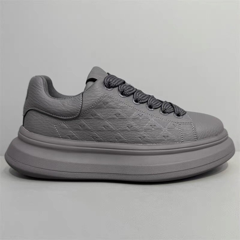 Мужские осенние новые кожаные кроссовки на толстой подошве, универсальные, модные, в стиле «папиных кроссовок», с оригинальным дизайном, в стиле ретро, повседневные. EU:42