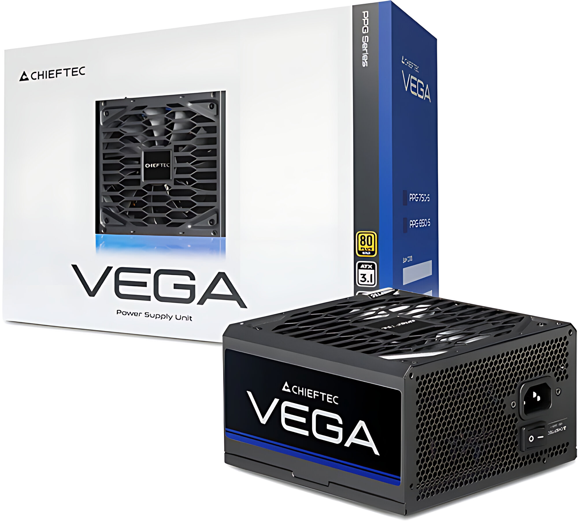 Блок питания Chieftec 850W Vega, 135 мм, 16 Pin PCIe 5.0, 80 PLUS Gold (PPG-850-S)