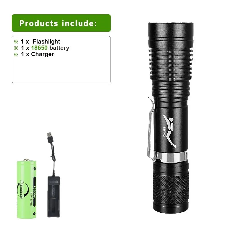 Светодиодный фонарь XHP99, 18650 battery, черный