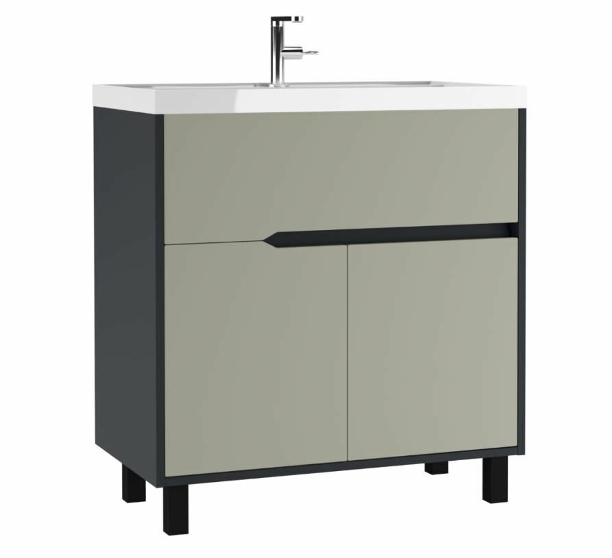 Тумба DOMINO Карат 80, серый тауп, петли с доводчиком