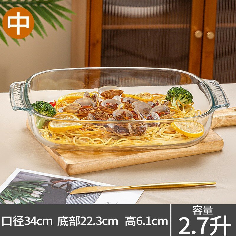 Термостойкая тарелка для микроволновой печи, текстурированная тарелка для выпечки, прямоугольная тарелка для рыбы из высокоборосиликатного стекла, стеклянный кристаллический горшок.