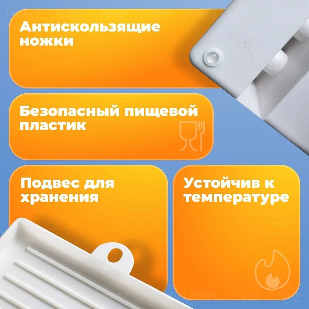 Держатель для крышек и кухонных принадлежностей, органайзер компактный, 14 см x 12.7 см, материал ABS пластик, жаростойкий, с антискользящими ножками, с бортиками для предотвращения разлива, с дыркой для подвешивания, для хранения крышек кастрюль и