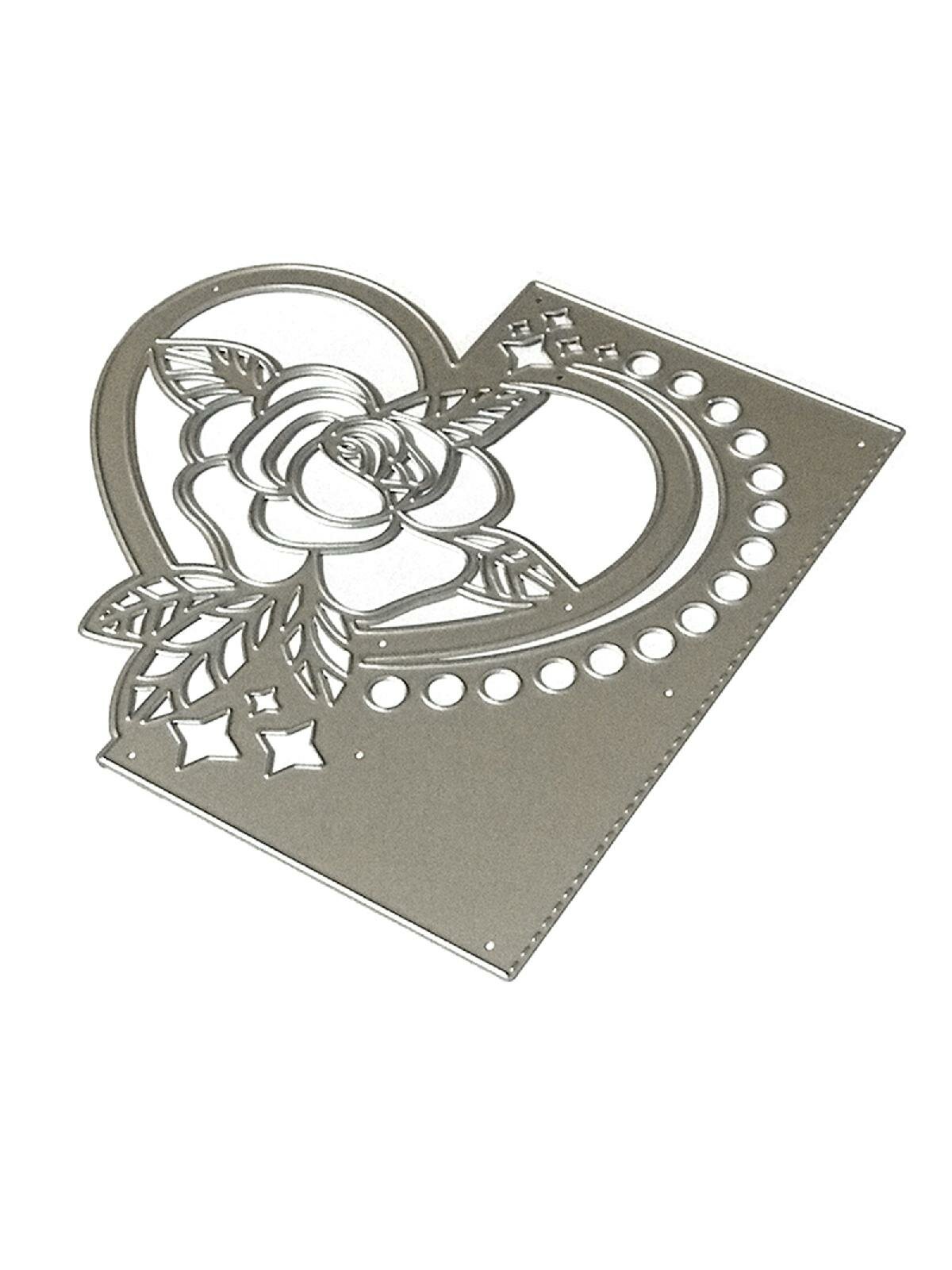 Трафарет для резки металла с цветами в виде сердца на День Святого Валентина, Альбом для скрапбукинга "Сделай сам"