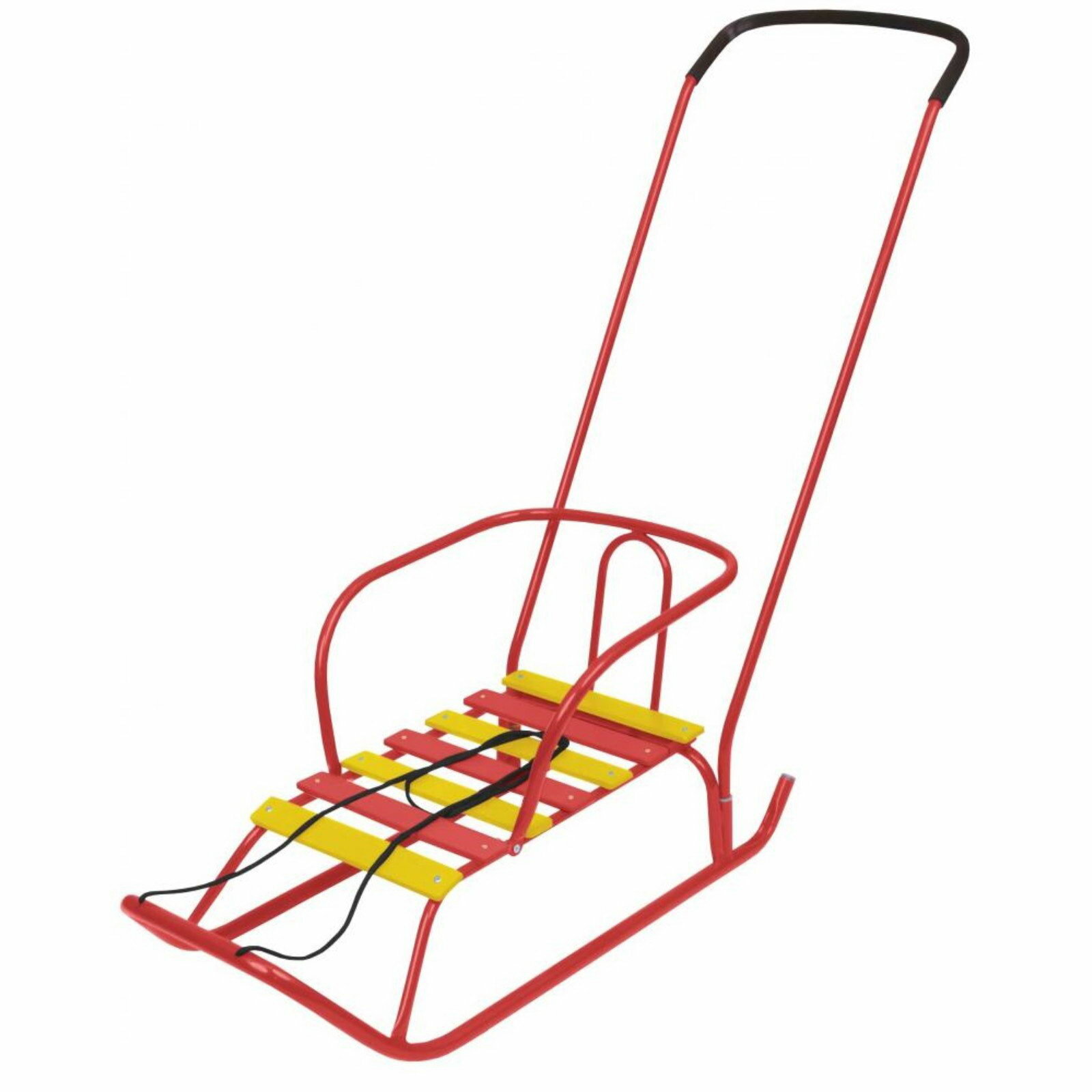 Санки детские "Ветерок 2", с ручкой, цвет алый, цвет: жёлтый