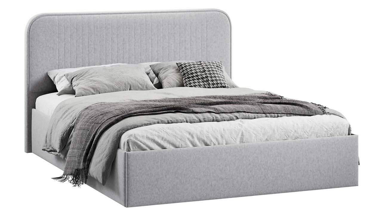 Кровать с ПМ Тиффани Тип 1 с заглушиной Микровелюр Jercy Silver