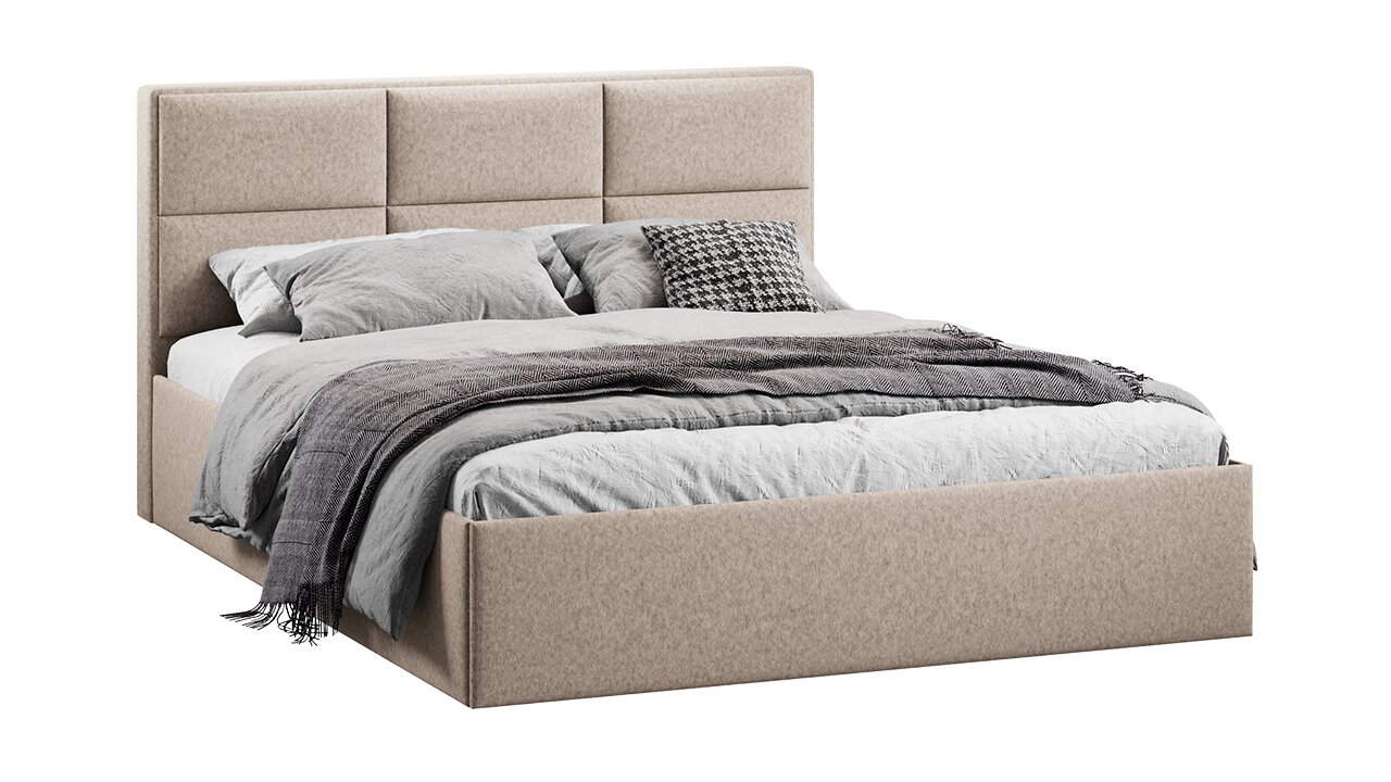 Кровать с ПМ Стелла Тип 1 с заглушиной Микровелюр Jercy Cream