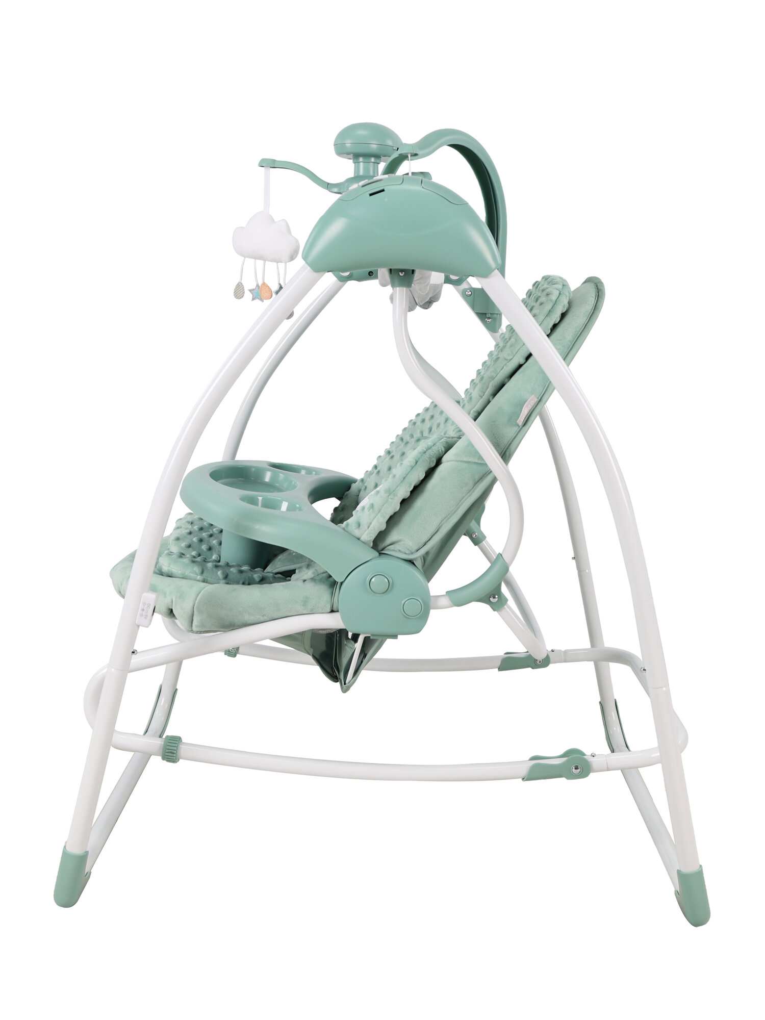 Электрокачели шезлонг 2 в 1 Indigo FRESH, с пультом управления, зеленый-серый