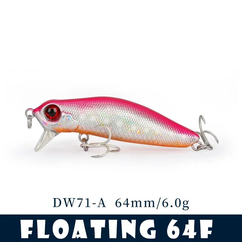 TSURINOYA DW71 64 мм 6 г джеркбейт для гольяна Розовый, DW71-A