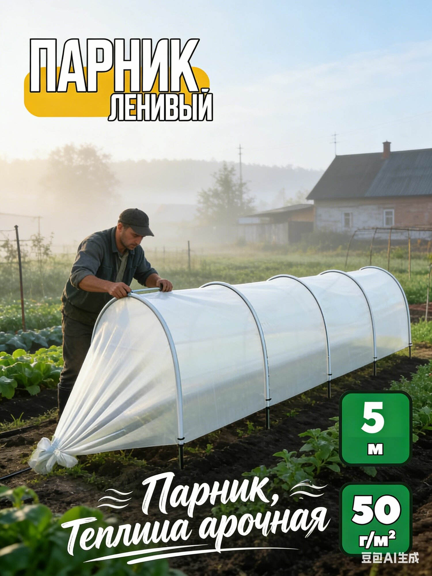 Чехол на теплицу, парник, 5x2x1 м