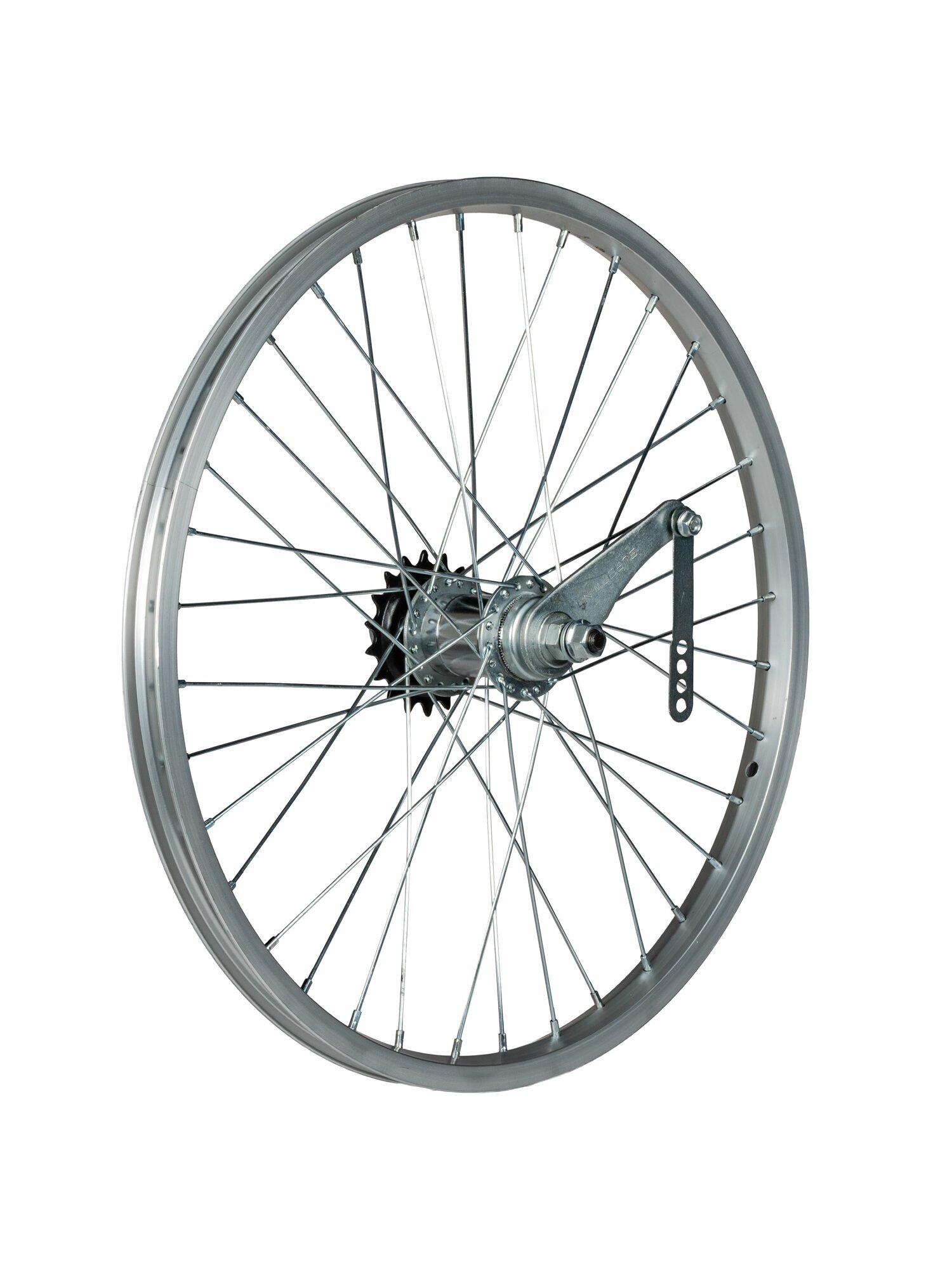 Колесо велосипедное 20 дюймов заднее в сборе VelRosso одинарный алюминиевый обод 1 скорость под гайку