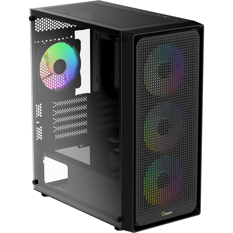 Корпус ПК без блока Case Ocypus Gamma C50 BK ARGB, Mini-Tower, TG, 4x120mm ARGB, 1xUSB-A 3.0 + 2xUSB 2.0, mATX, mITX Black