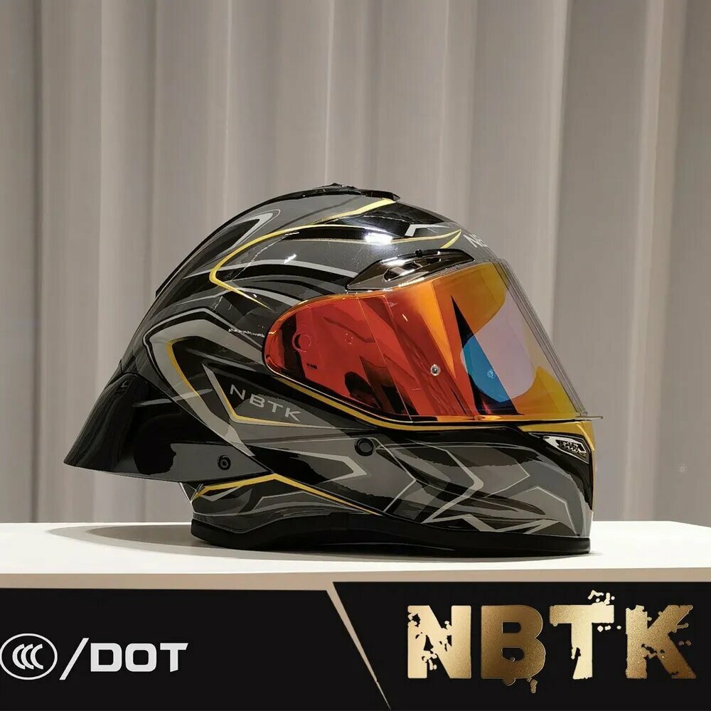 NBTK Мотошлем, цвет: черный, медь, размер: XL