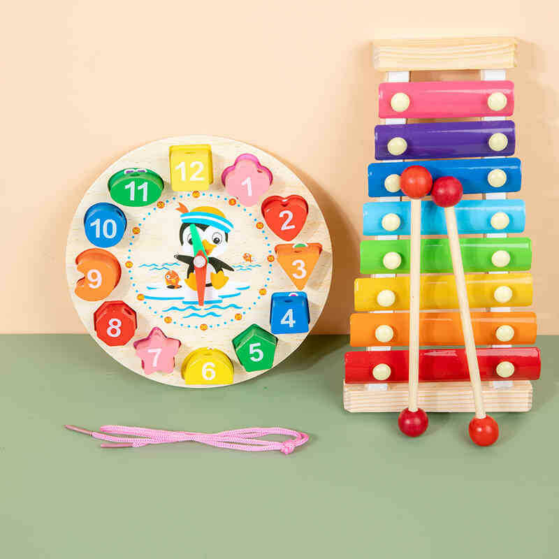 Детские восьмитоновые ударные часы, игрушки-насекомые, радужная башня, лабиринт с бусинами, образовательный набор для раннего развития детей 0-3 лет.