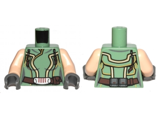 Torso SW Female Jumpsuit with Belt Pattern (Satele Shan) / Light Nougat Arms / Dark Bluish Gray Hands, 973pb1208c01 Sand Green U